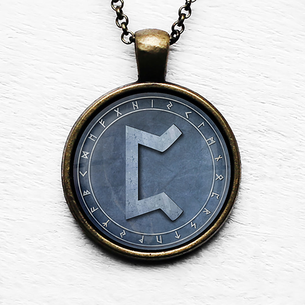 Viking Runes Elder Futhark Rune Circle P Peorth Hearth Pendant & Neckl ...